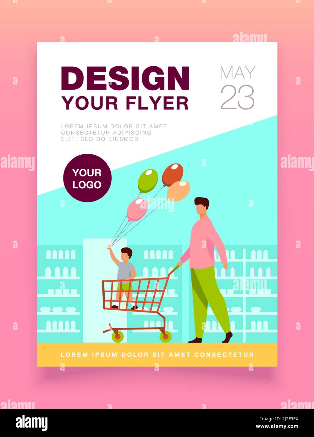 Family shopping trolley in Stock Vector Images - Alamy