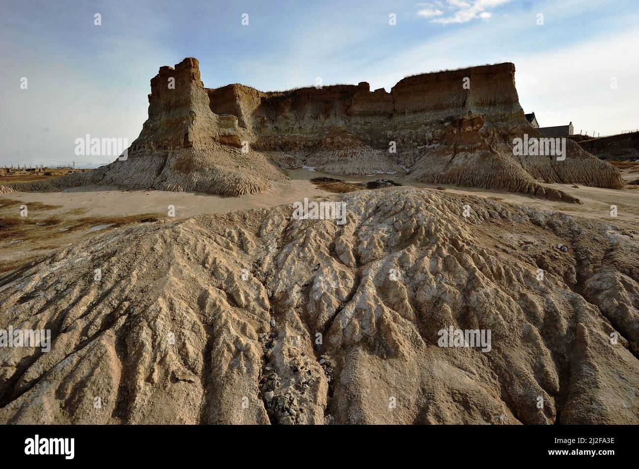 Photo taken on Jan 24, 2018 shows a landscape of soil forests in Datong ...