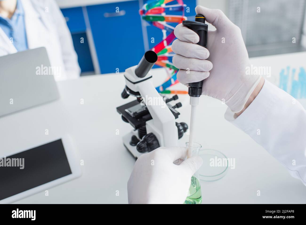 Dna model microscope near hi-res stock photography and images - Alamy