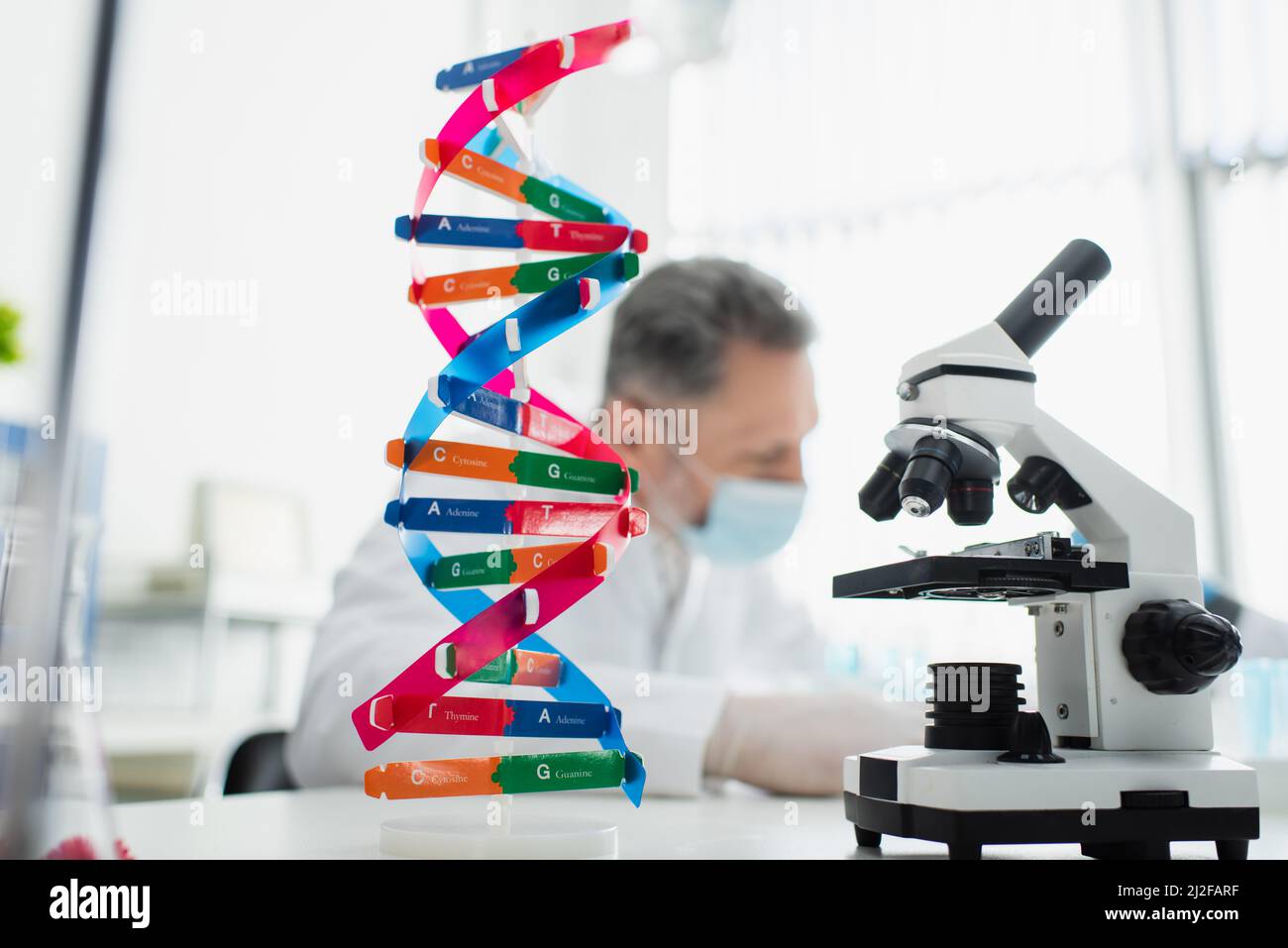 Microscope near dna lettering hi-res stock photography and images - Alamy