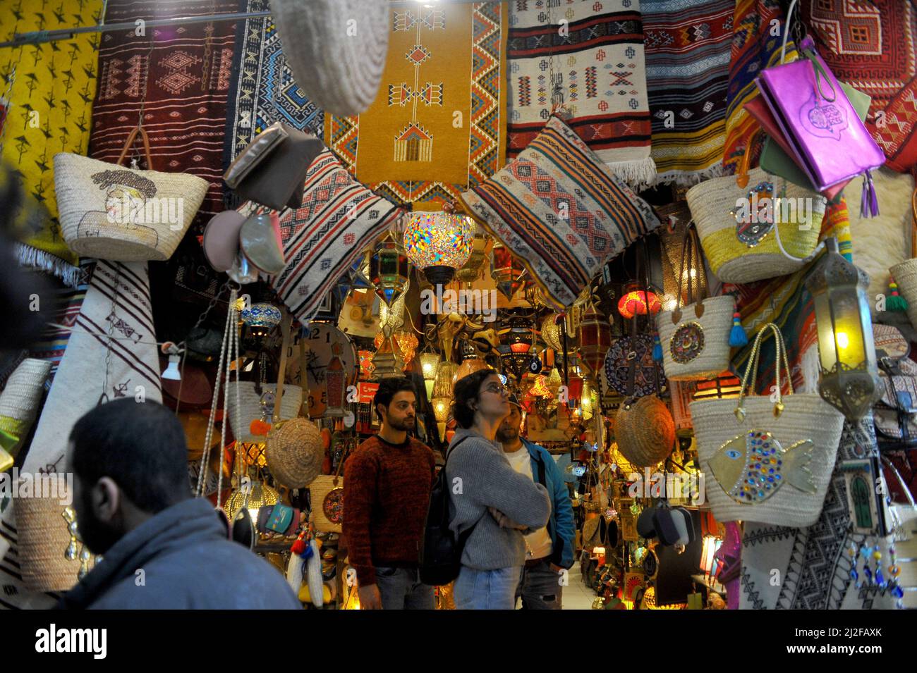 Tunisian vendors display traditional "fanous" lanterns, a decoration ...