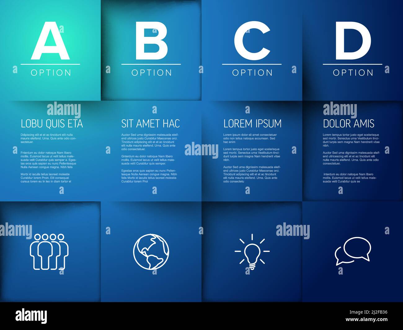 Deep blue multipurpose mosaic with four letter options infographic made ...