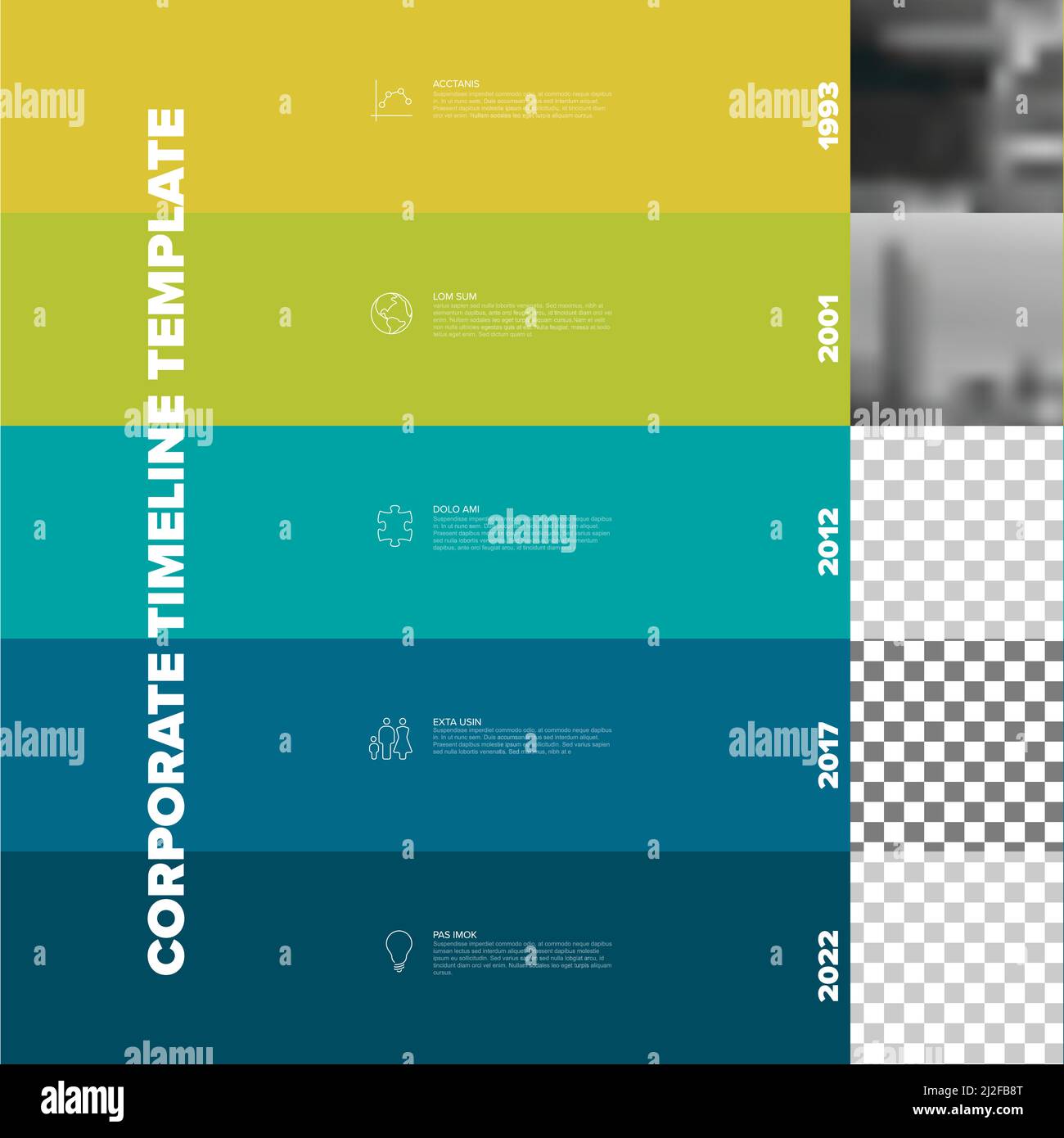 Vector simple infographic time line template with square photo ...