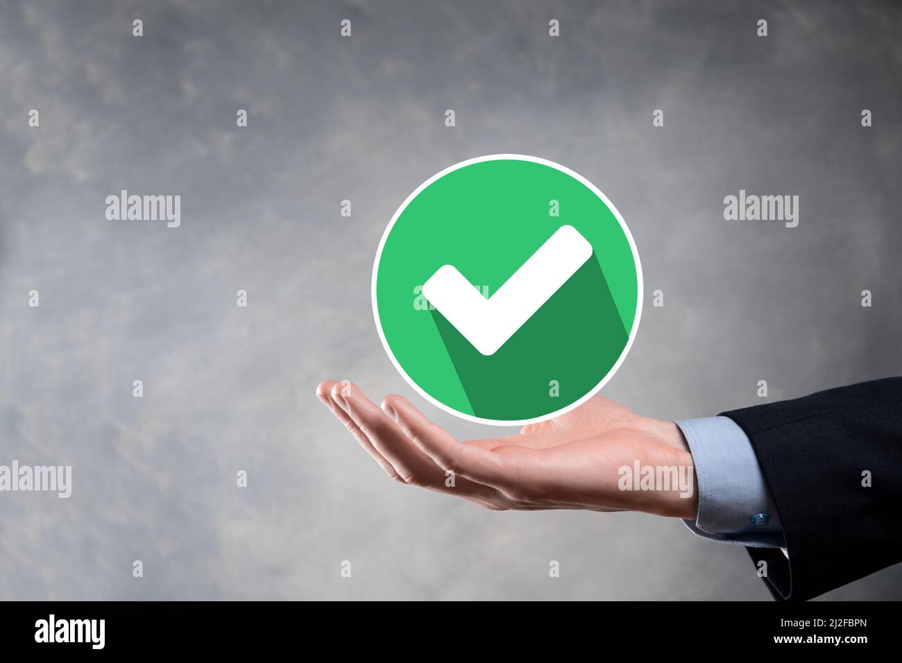 Hand holds green icon Check mark,Check Mark Sign, Tick Icon,right sign ...