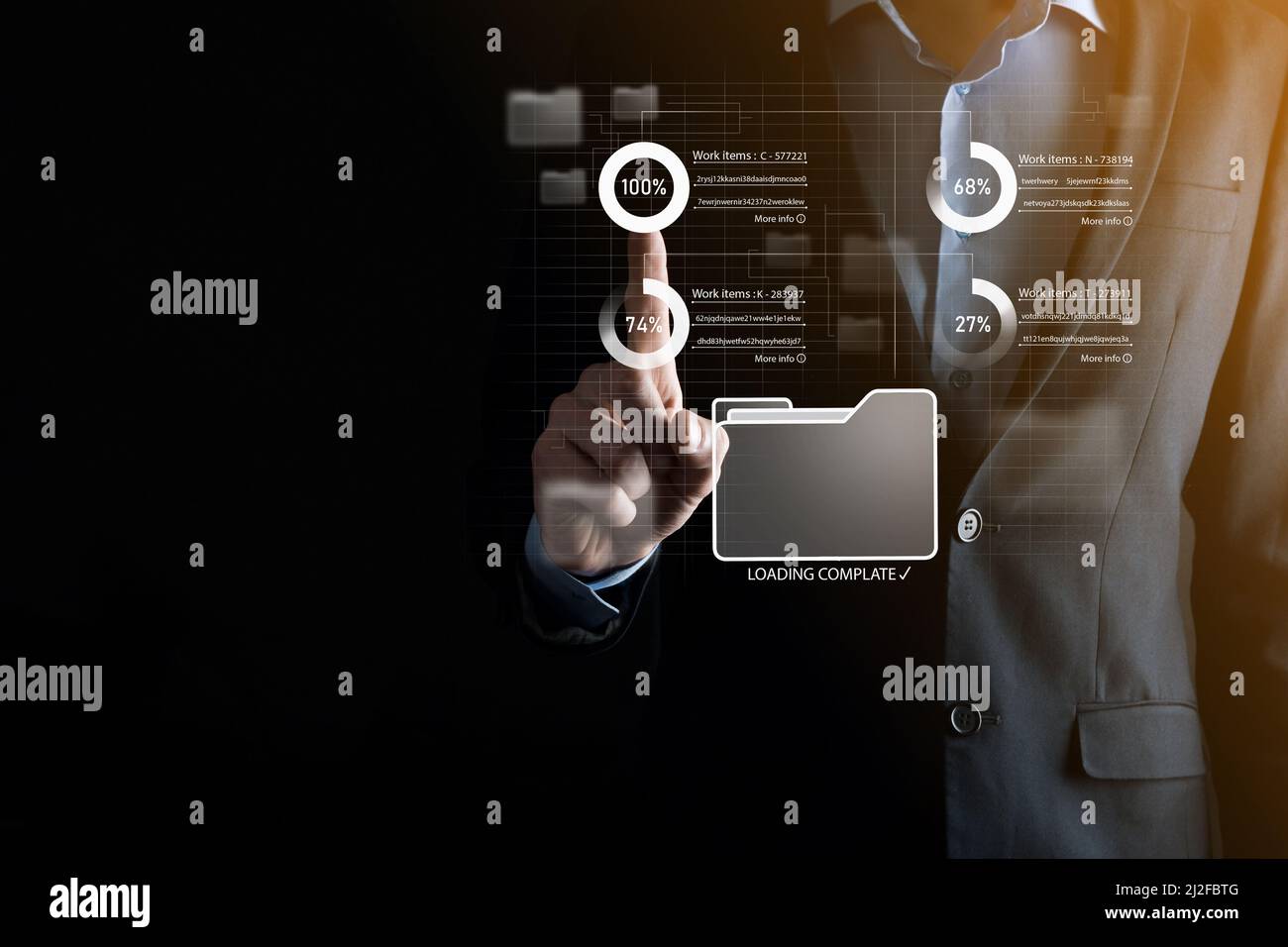 Business developer hand using board framework on virtual modern ...