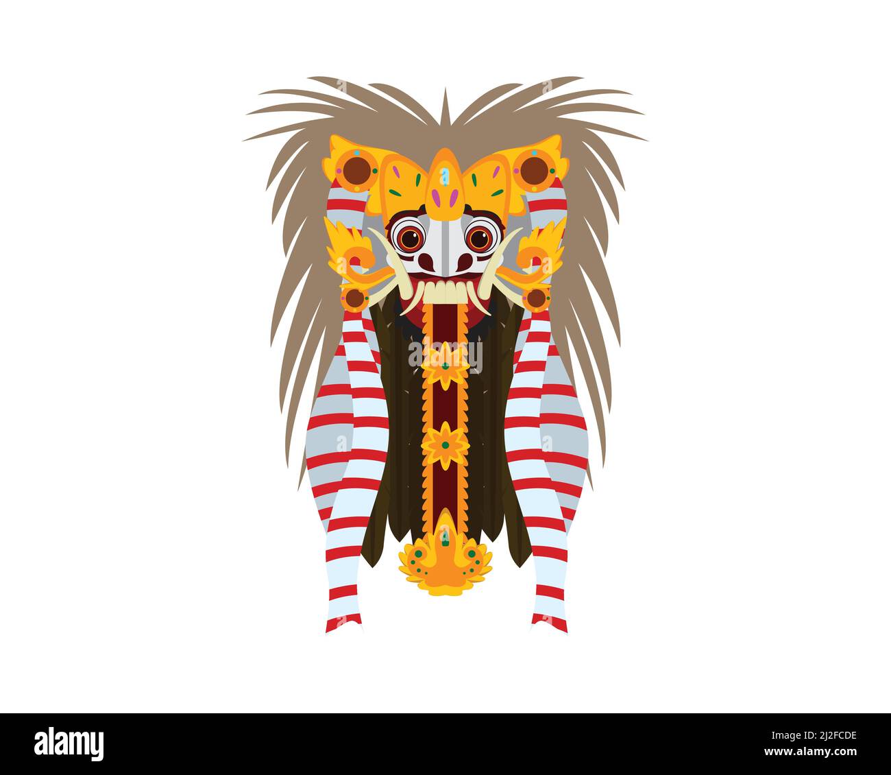 Detailed Traditional Balinese Ritual Rangda Mask Illustration Vector ...