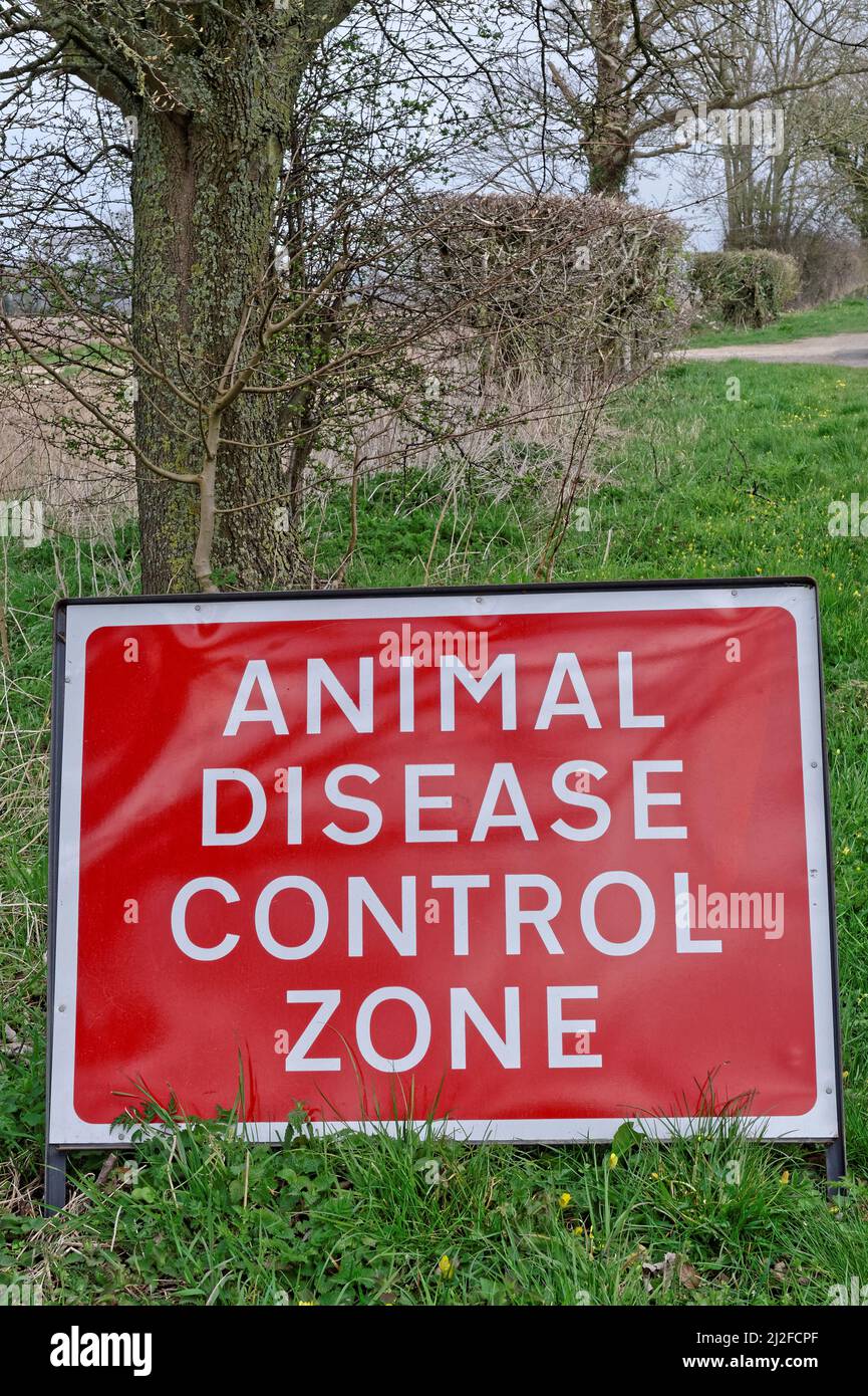 Road sign giving warning of entry into an area infected by a notifiable ...