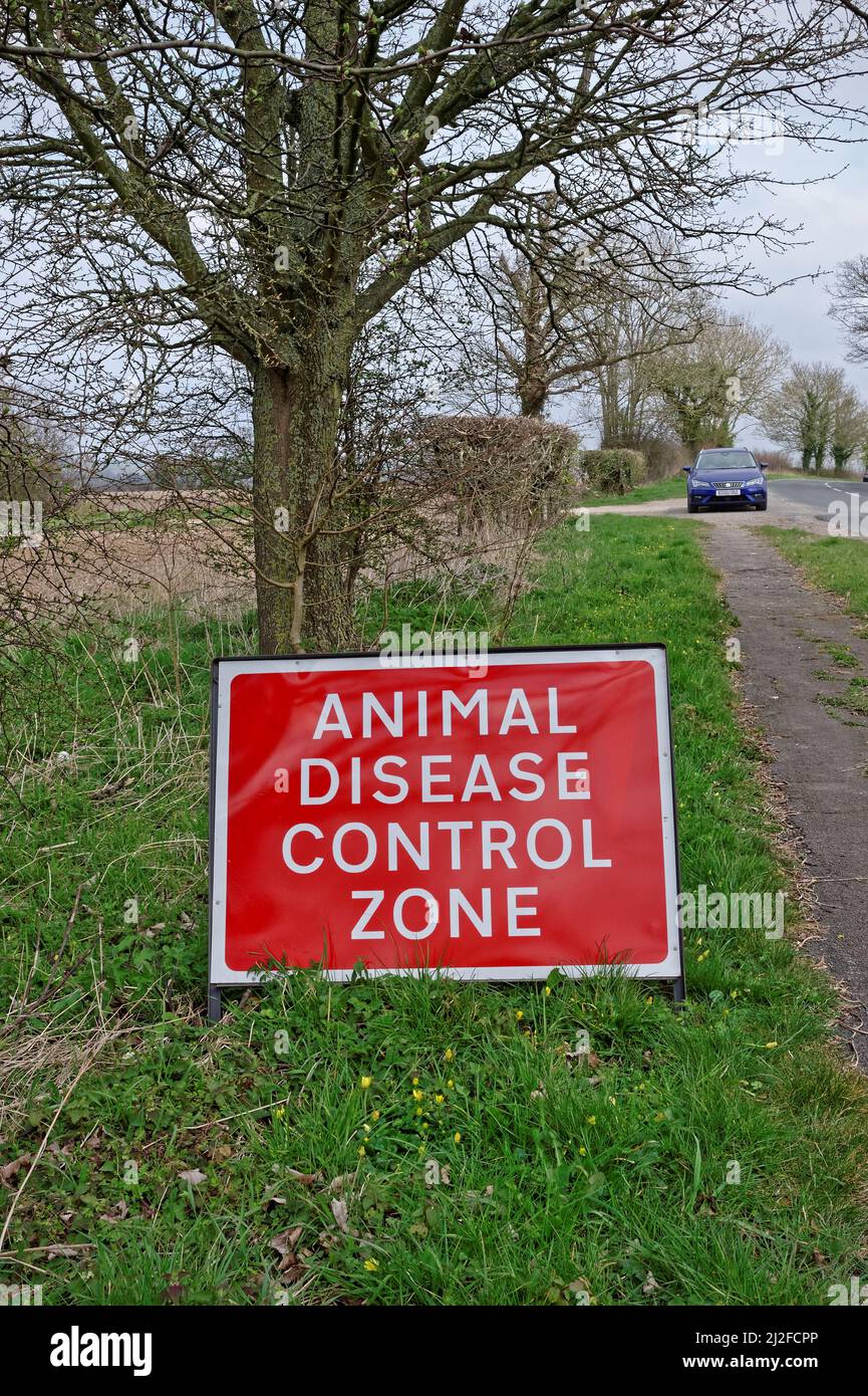Road sign giving warning of entry into an area infected by a notifiable ...