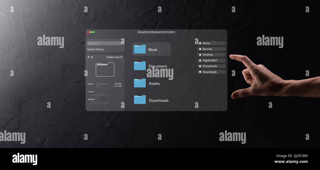 Document management concept. Virtual screen icons Document Management ...