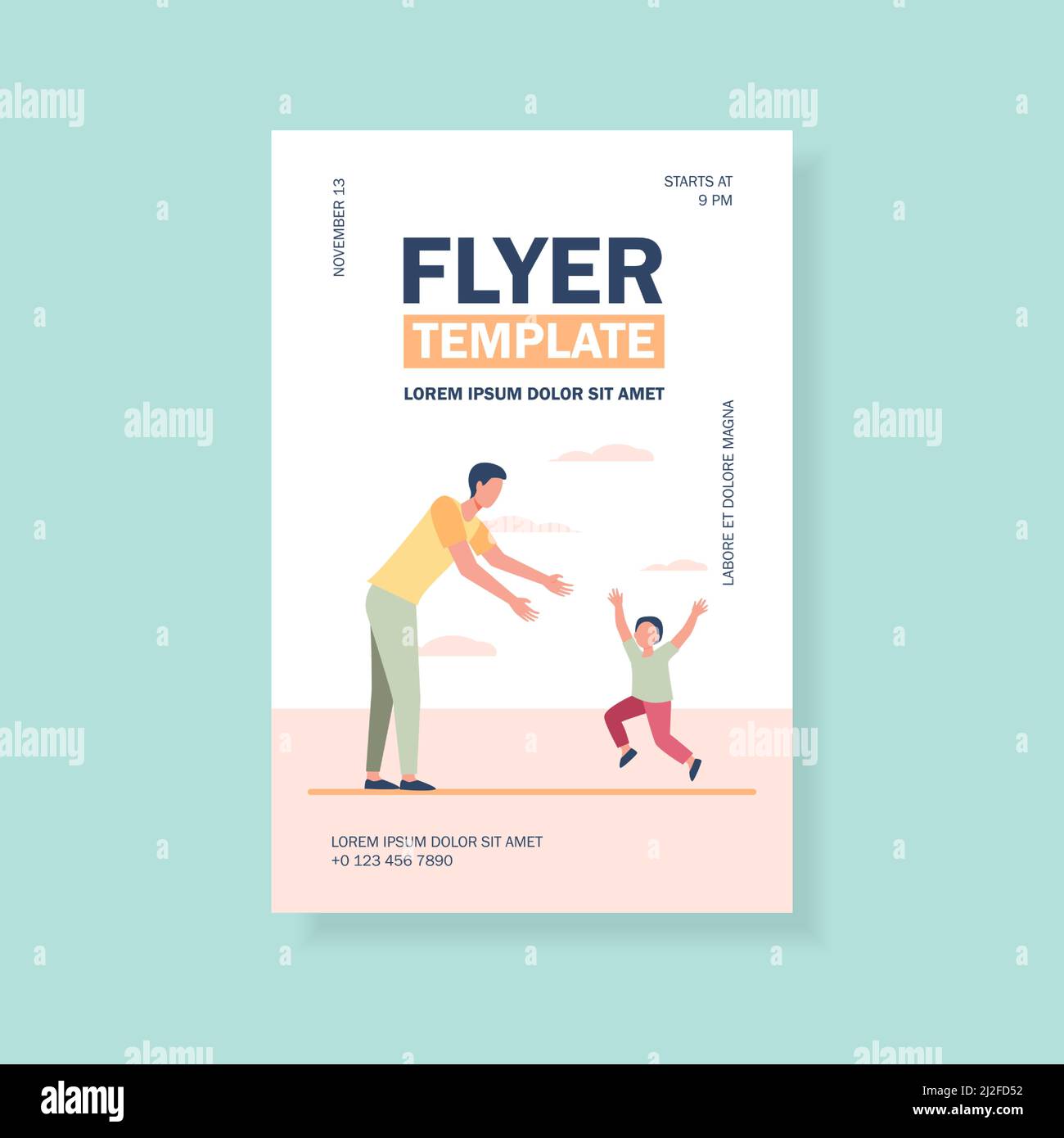 Little boy running to his dad. Father and son enjoying meeting flat ...