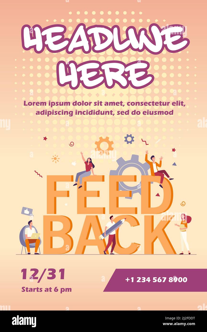 Customer feedback management flat vector illustration. Cartoon happy ...