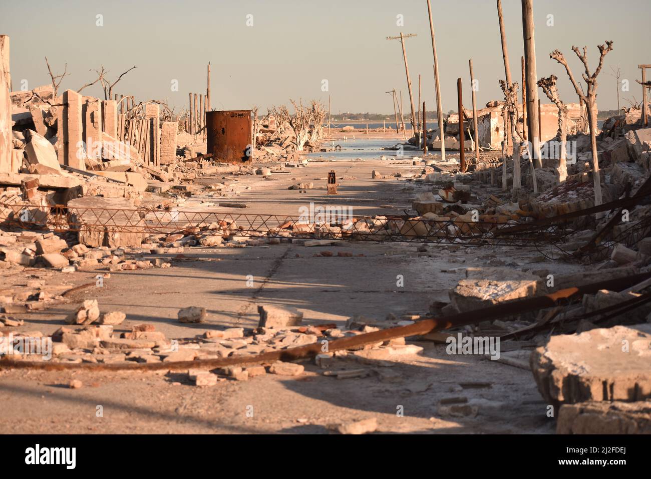 A view of ruins in Villa Epecuen, a tourist village in Buenos Aires ...