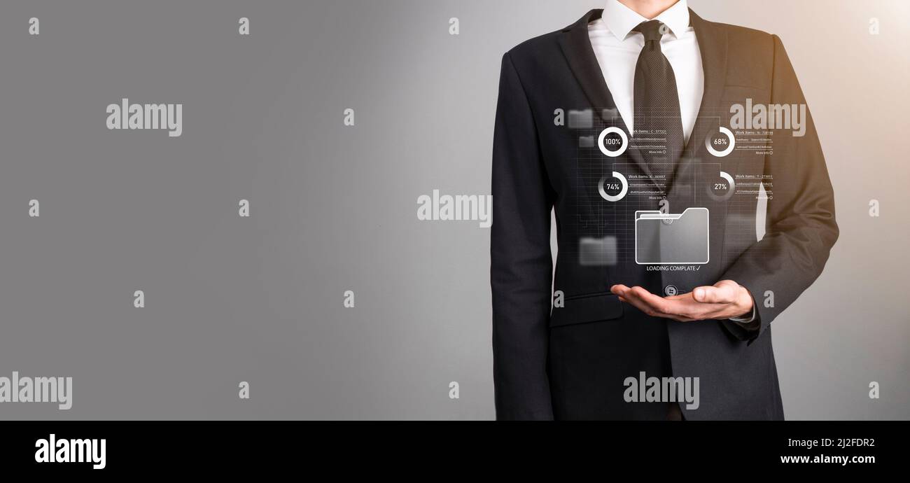 Business developer hand using board framework on virtual modern ...