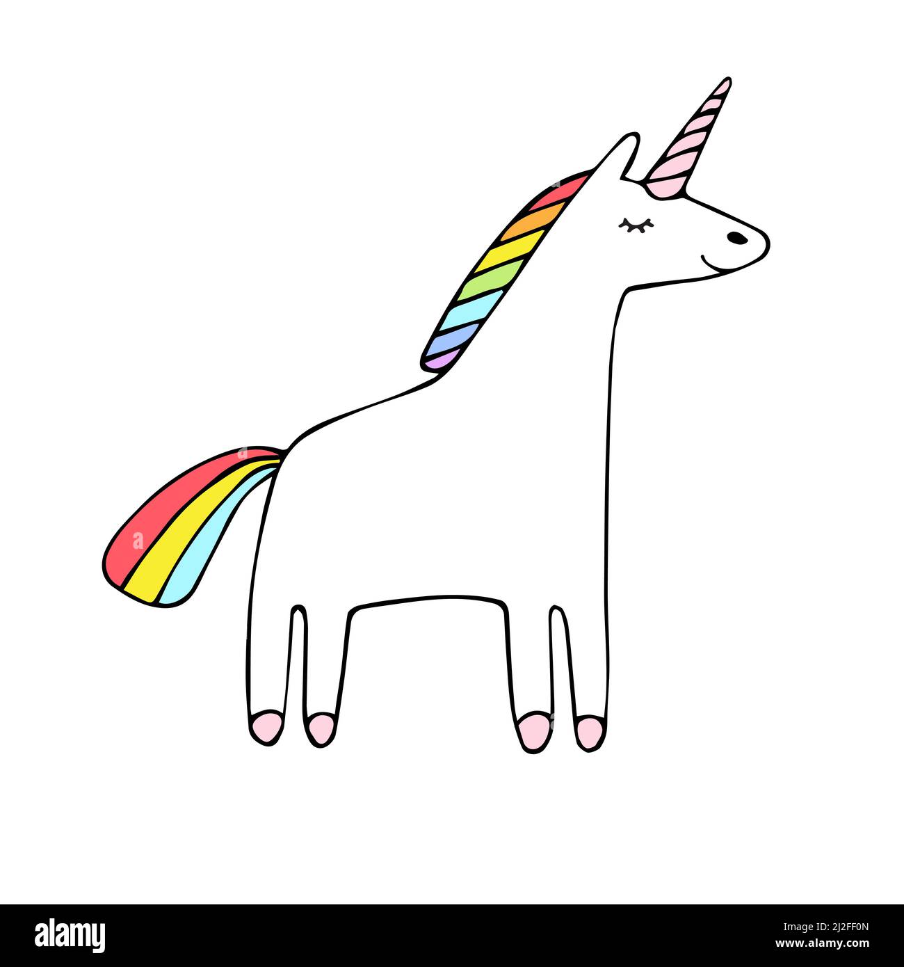 Vector hand drawn doodle unicorn isolated on white background Stock ...