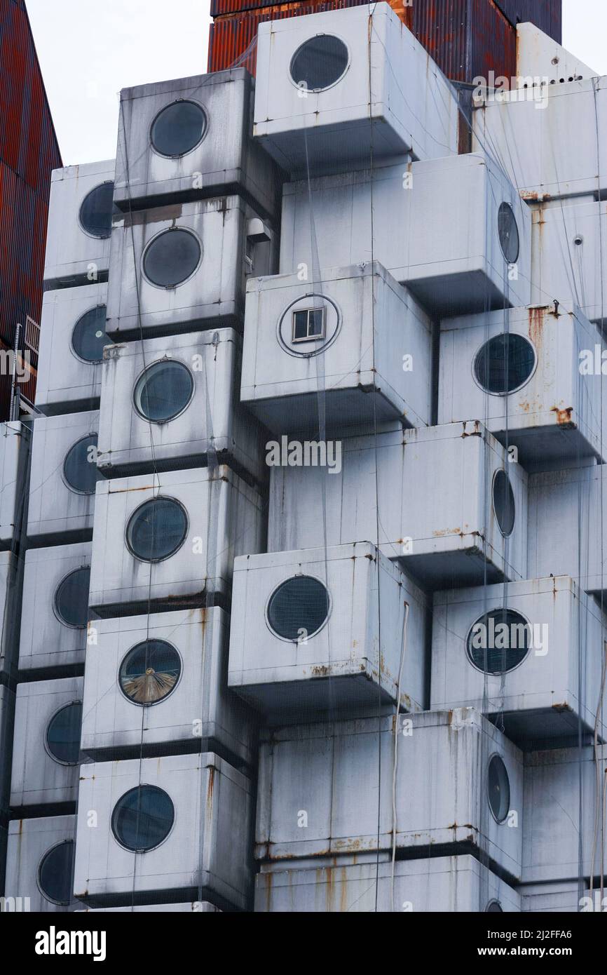 Tokyo, Japan. 1st Apr, 2022. The Nakagin Capsule Tower is seen in ...