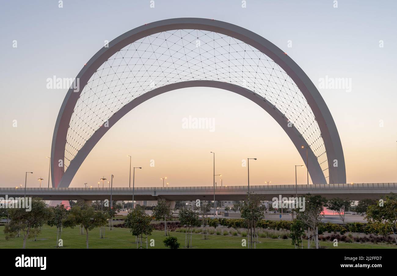 doha,Qatar- March 03,2022 :Doha highway during the sunset Stock Photo ...