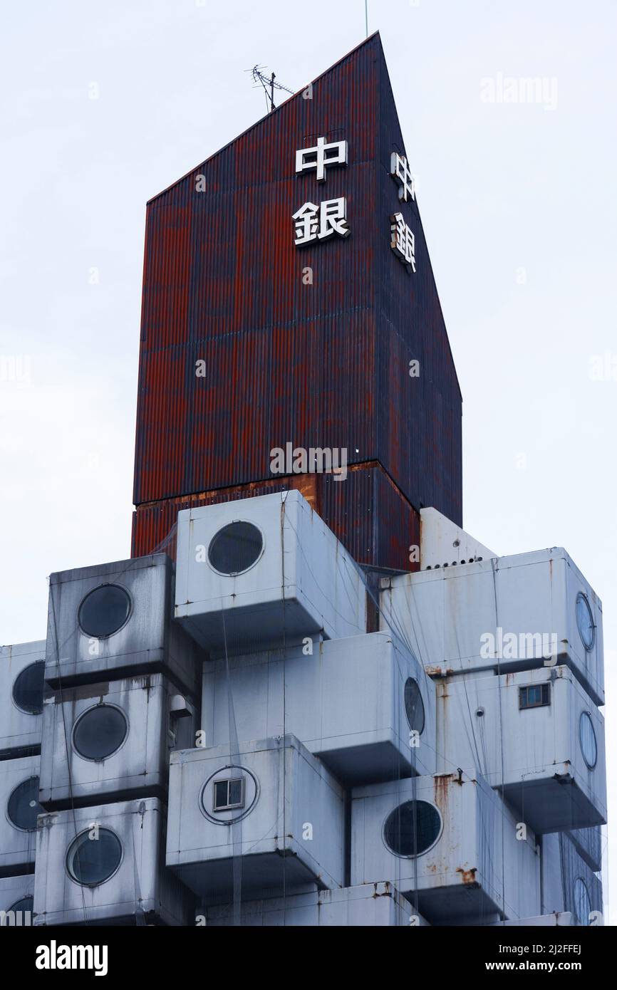 Tokyo, Japan. 1st Apr, 2022. The Nakagin Capsule Tower is seen in ...