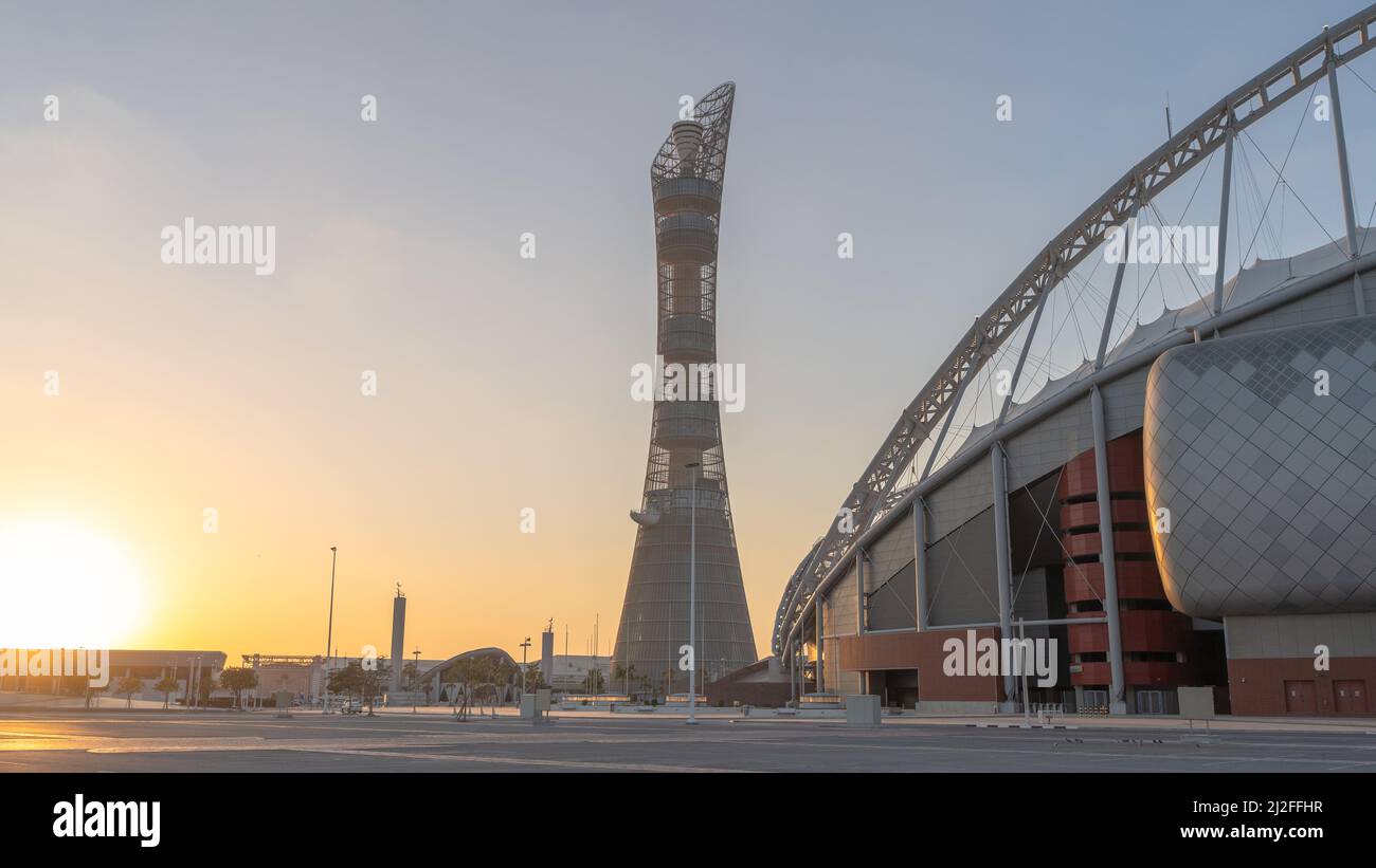 Doha,Qatar- March 03,2022 :Khalifa International Stadium ,one of the ...