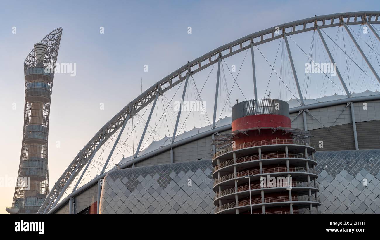 Doha,Qatar- March 03,2022 :Khalifa International Stadium ,one of the ...