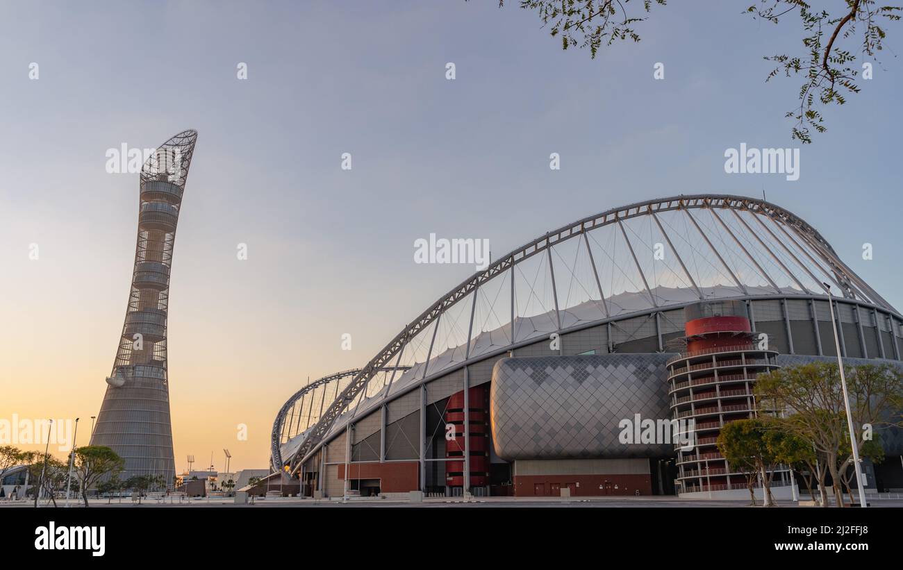 Doha,Qatar- March 03,2022 :Khalifa International Stadium ,one of the ...