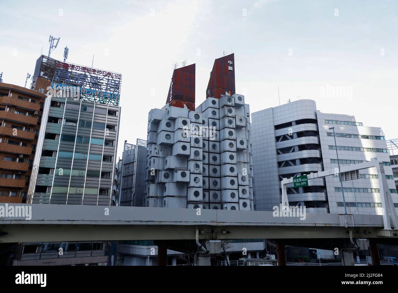 Tokyo, Japan. 1st Apr, 2022. The Nakagin Capsule Tower is seen in ...