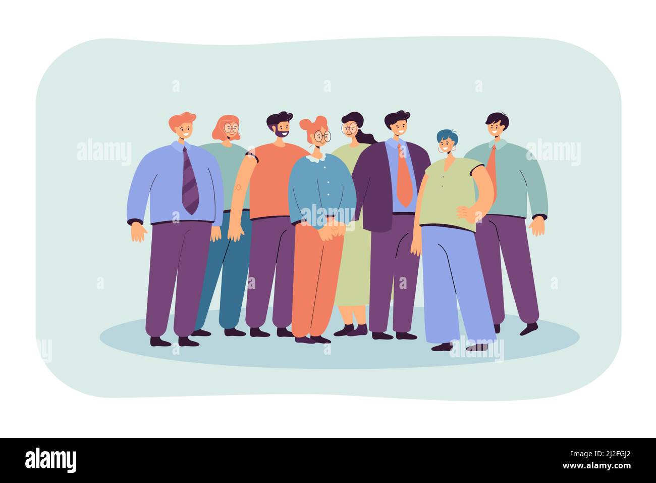 Group of office employees standing together flat vector illustration ...