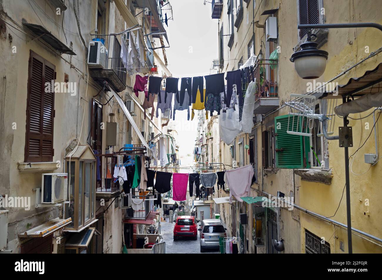 Washing hanging on a line in the Spanish Quarters of Naples Stock Photo ...