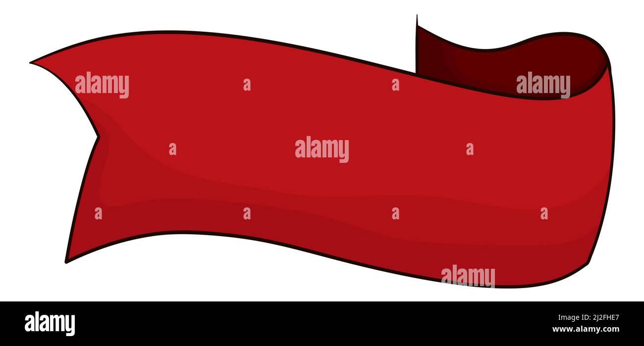 Decorative and empty red ribbon waving in cartoon style, isolated over ...