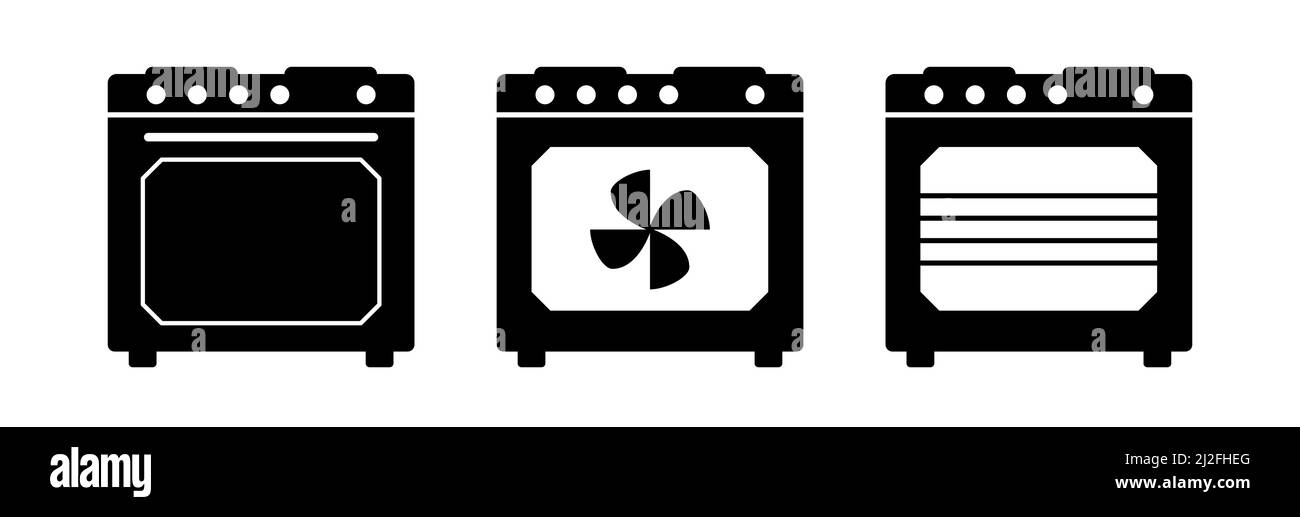 Oven or kitchen cooking stove symbol vector illustration icon set Stock ...