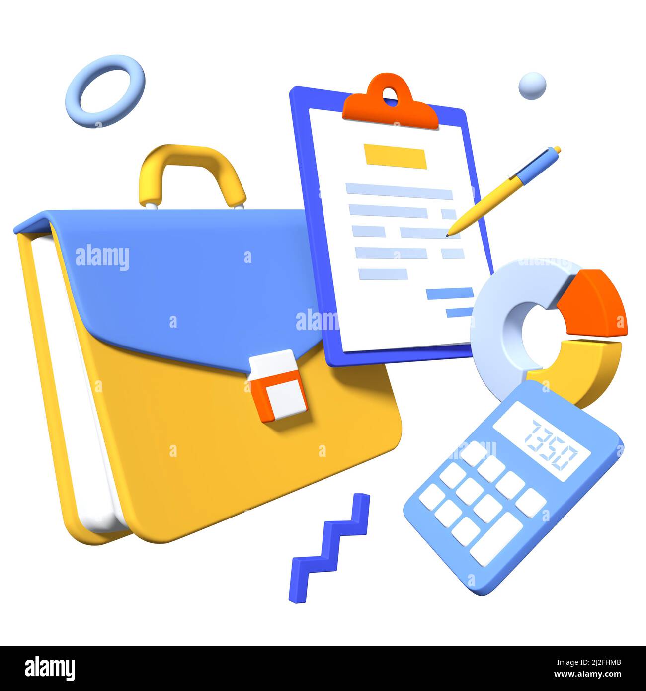 Office manager set - modern realistic 3d illustration Stock Photo - Alamy