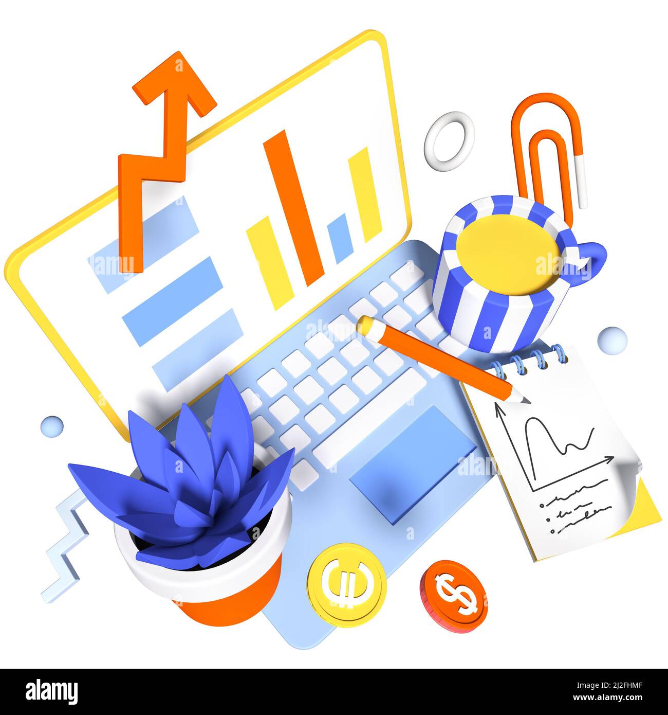 Efficiency graph analysis - modern realistic 3d illustration Stock ...