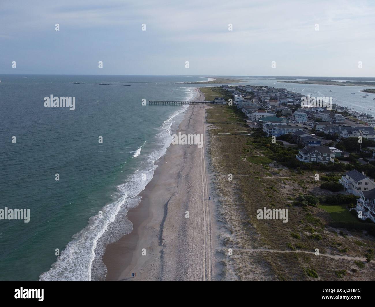 An aerial view of the beautiful Wilmington beach in North Carolina, USA ...