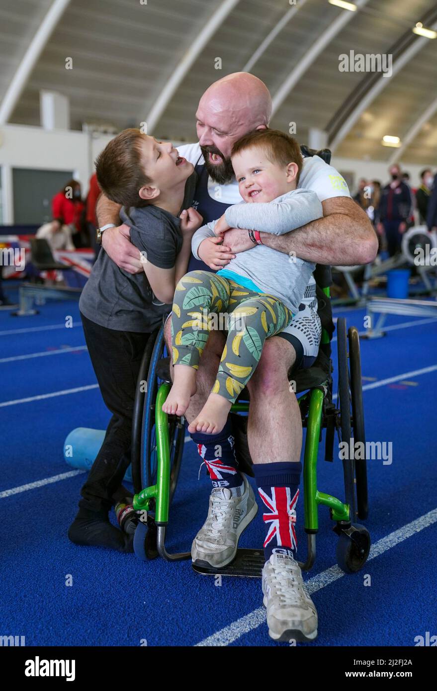 Team UK's Dan Phillips with his sons Harry (left) and Max (right ...