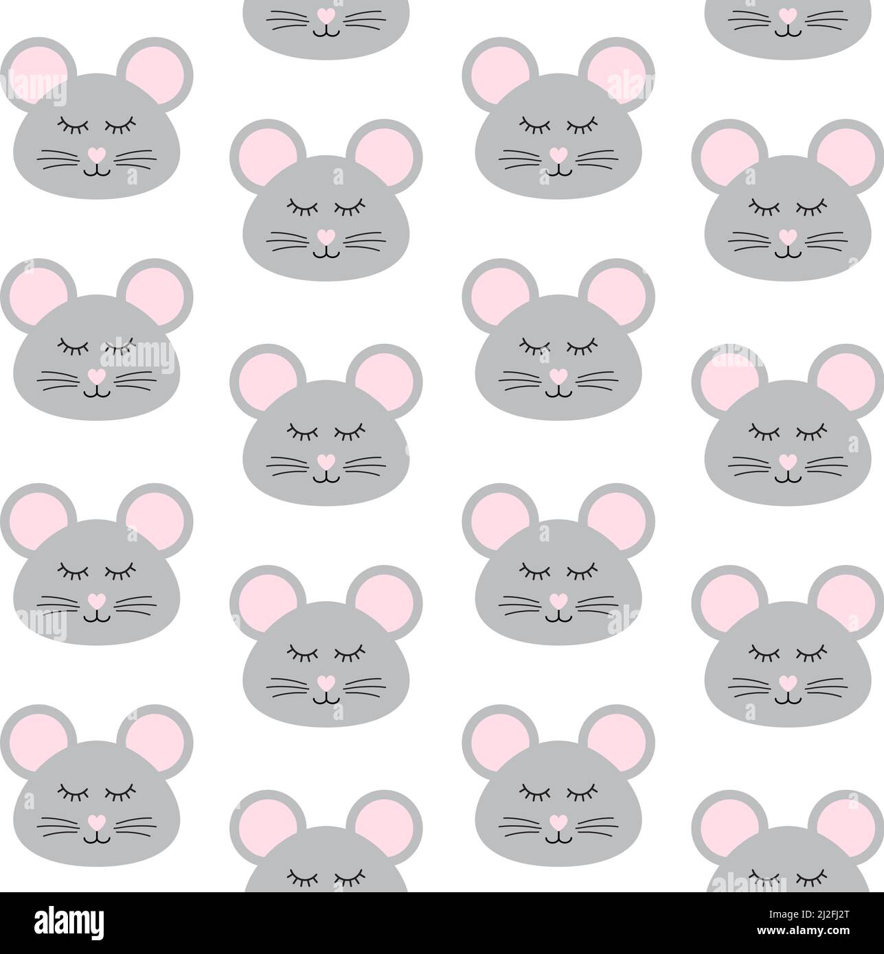 Vector seamless pattern of flat cartoon mouse rat face isolated on ...