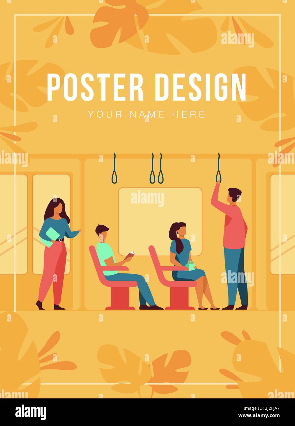 People standing and sitting in bus or metro train isolated flat vector ...