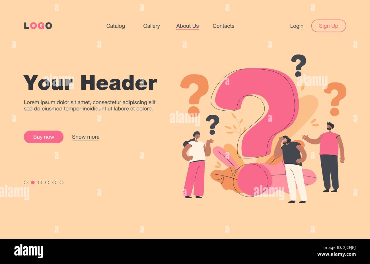 Pensive people asking frequently asked questions isolated flat vector ...