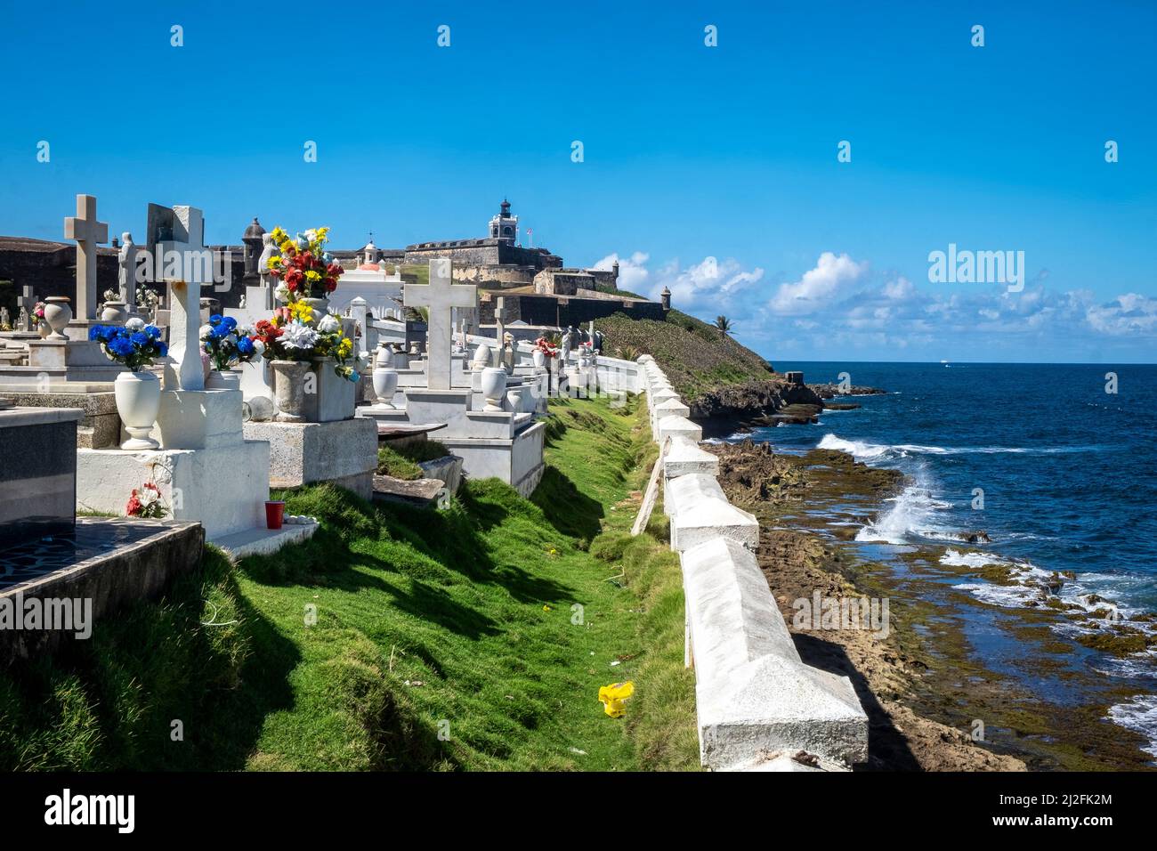 San Juan, Puerto Rico, gravestones by the seaside, Cementerio Santa ...