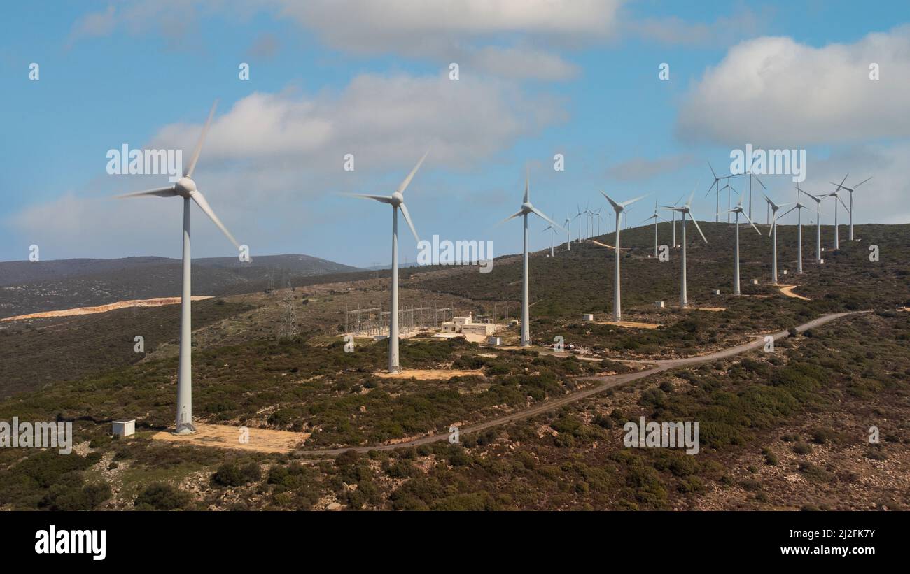 Windpower and agriculture. Wind turbines for electricity generation ...