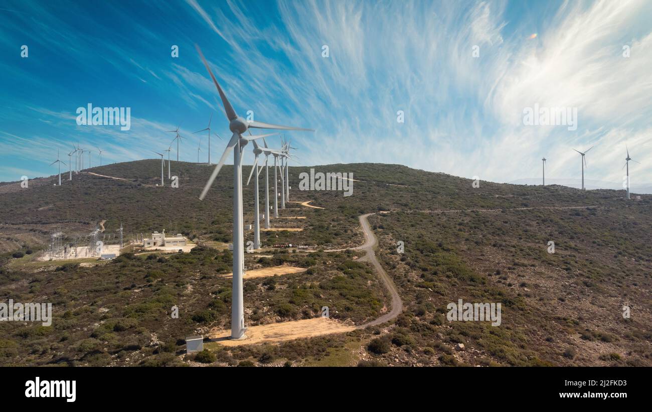 Windpower and agriculture. Wind turbines for electricity generation ...