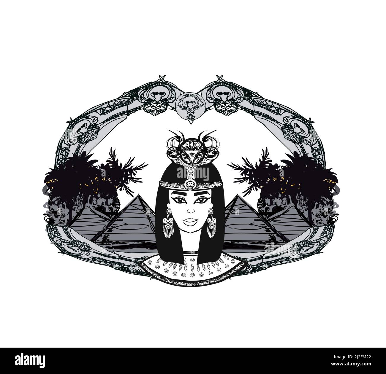 vintage decorative frame with Egyptian queen Cleopatra Stock Vector ...