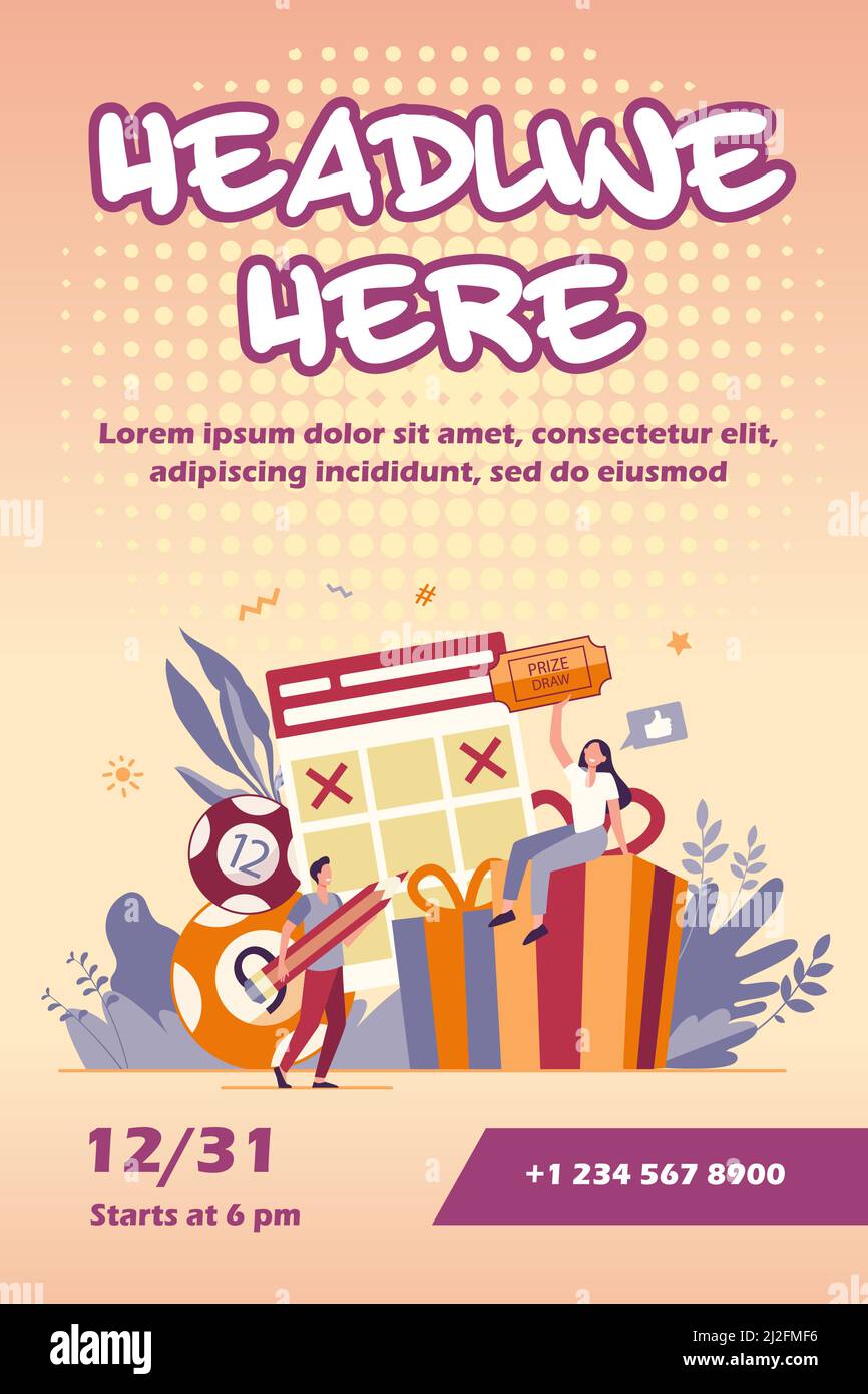 Prize draw concept. People winning lottery, getting gift box, drawing ...