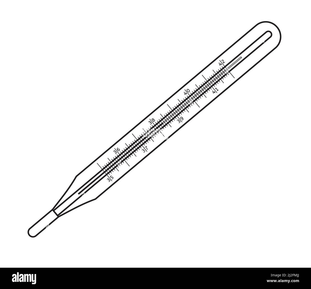 Vector flat outline realistic medical thermometer isolated on white ...