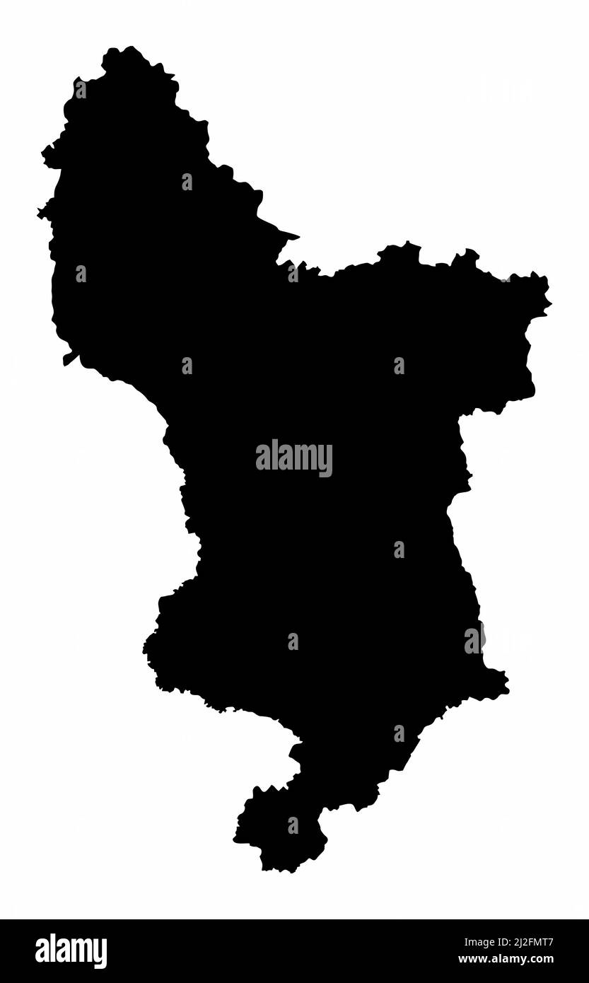 Derbyshire county, silhouette map isolated on white background, England ...