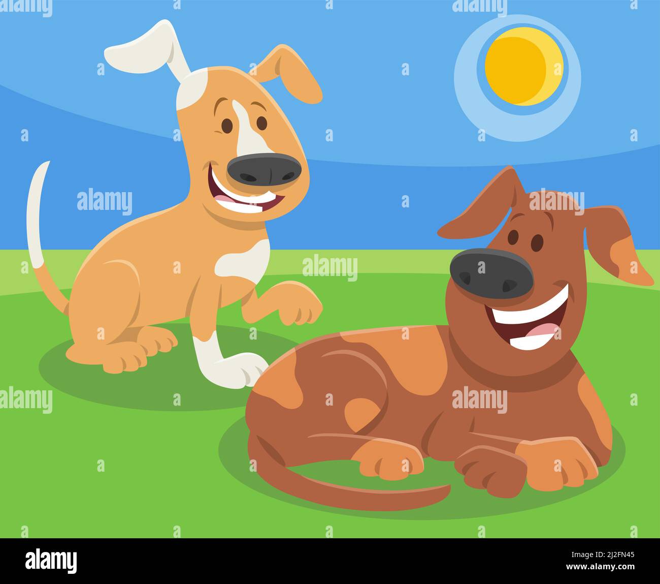 Cartoon illustration of two funny dogs animal characters Stock Vector ...