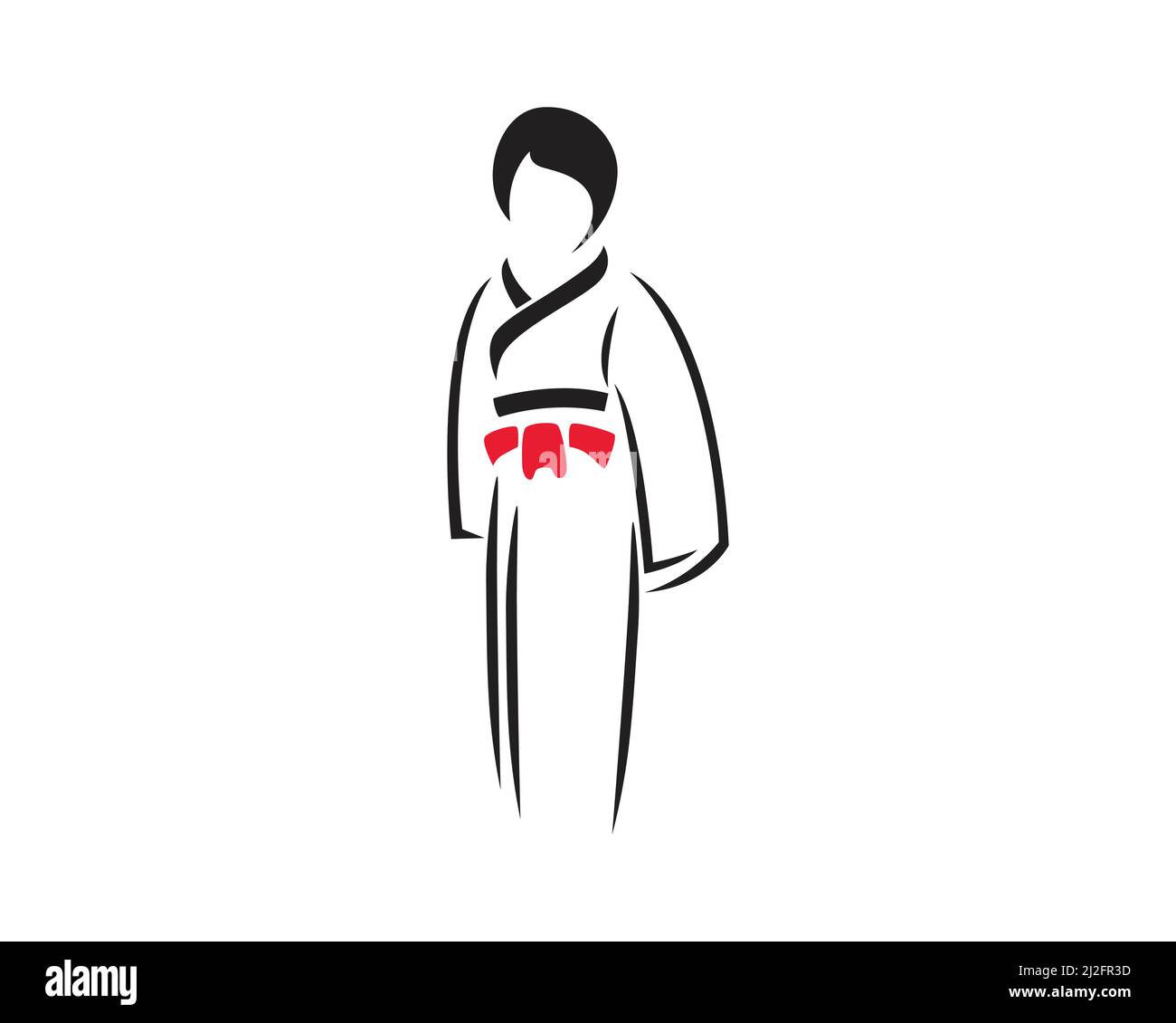 Yukata Dress, Japanese Traditional Costume Silhouette Vector Stock ...