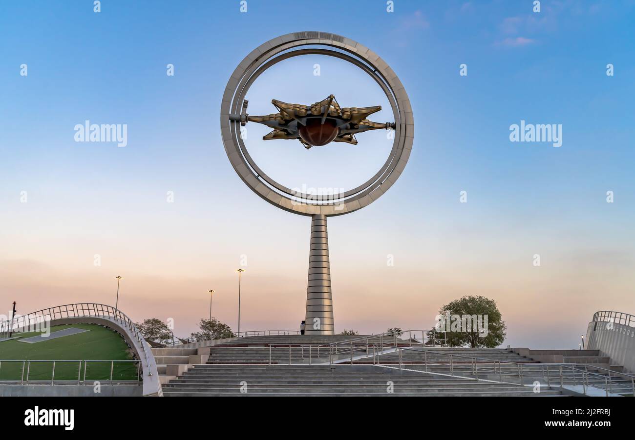 Doha, Qatar : March 03,2022 :asian games art (tower) in the aspier zone ...