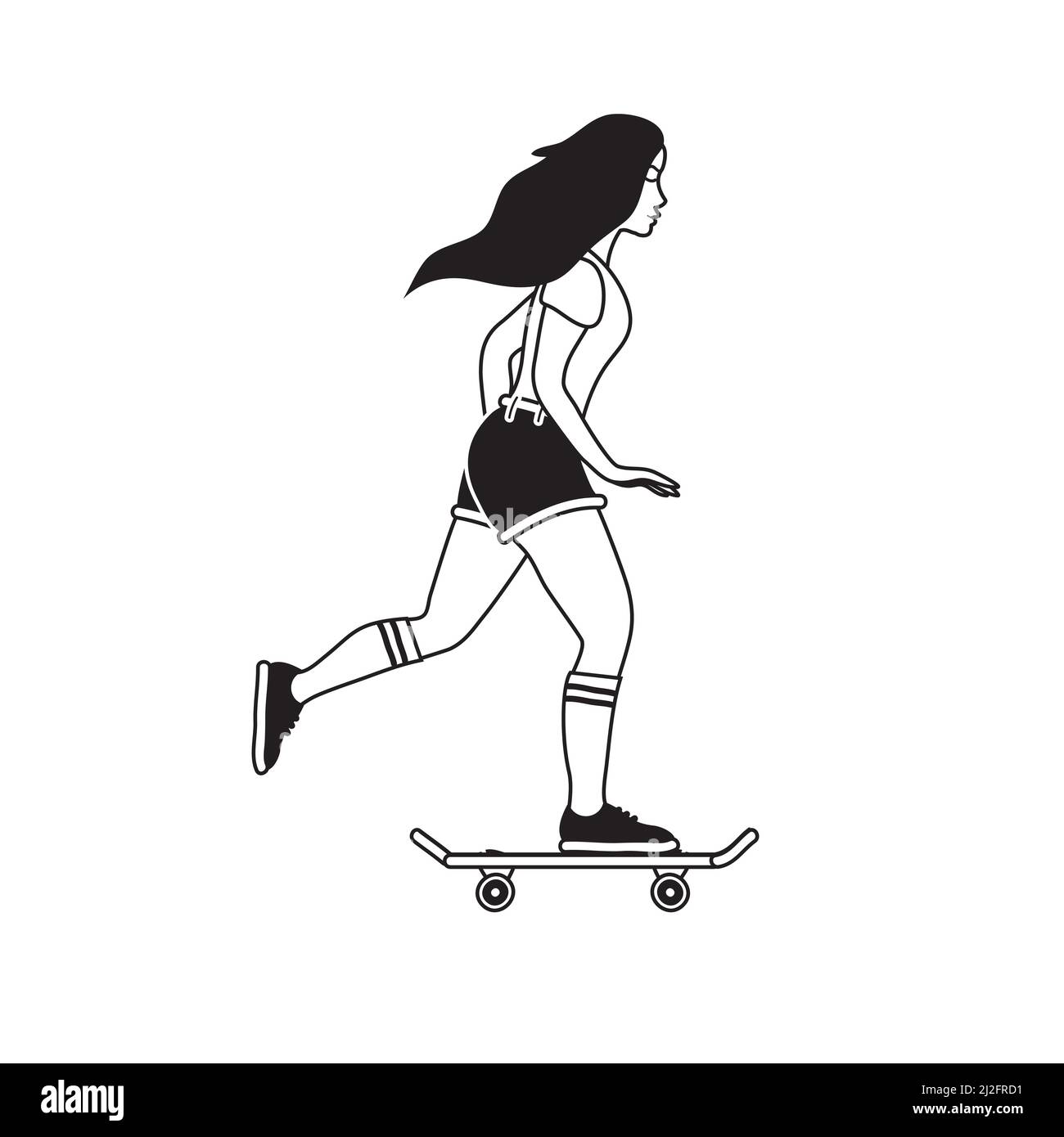 Longboard Skateboard Outline