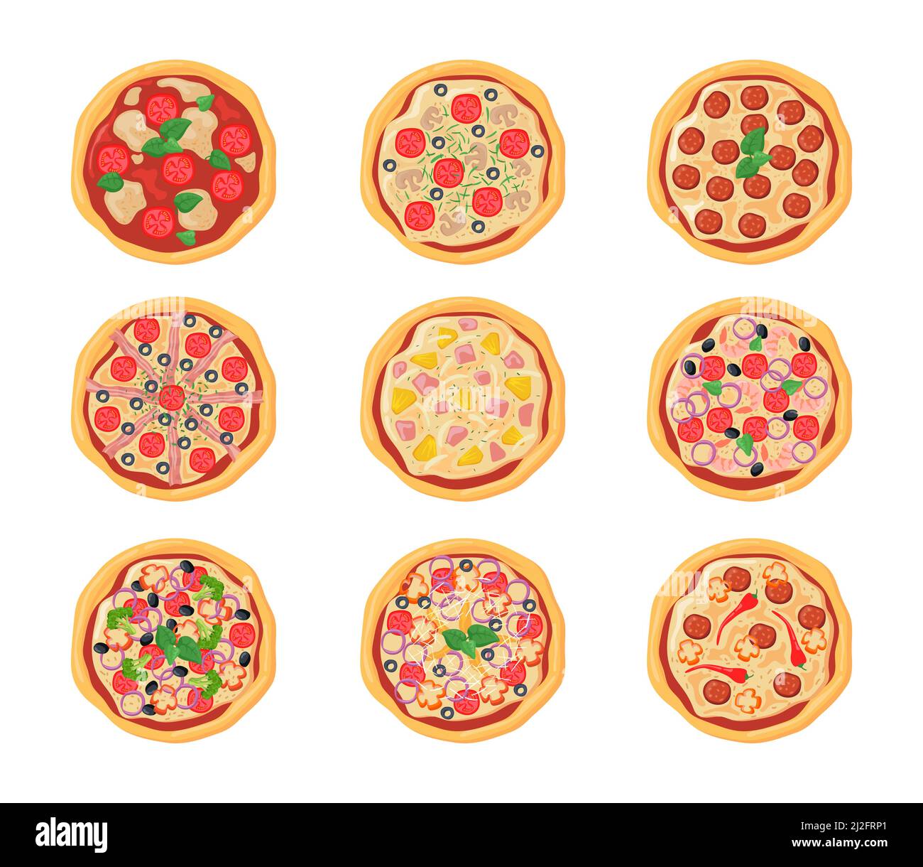 Chicken pizza top view Stock Vector Images - Alamy