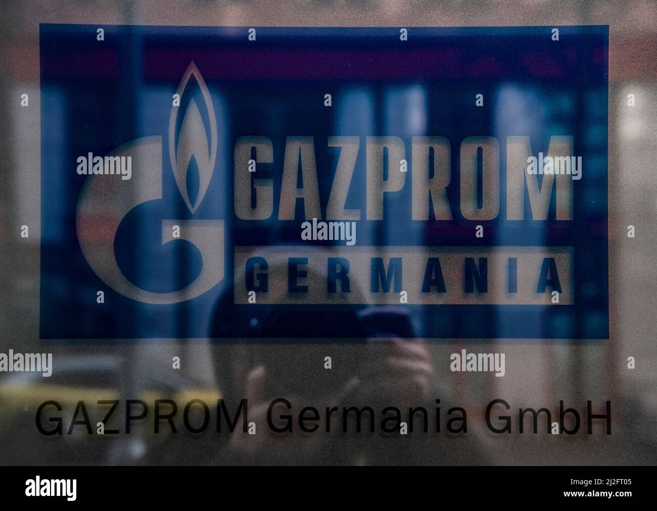 Berlin, Germany. 01st Apr, 2022. The logo of Gazprom Germania GmbH, a ...