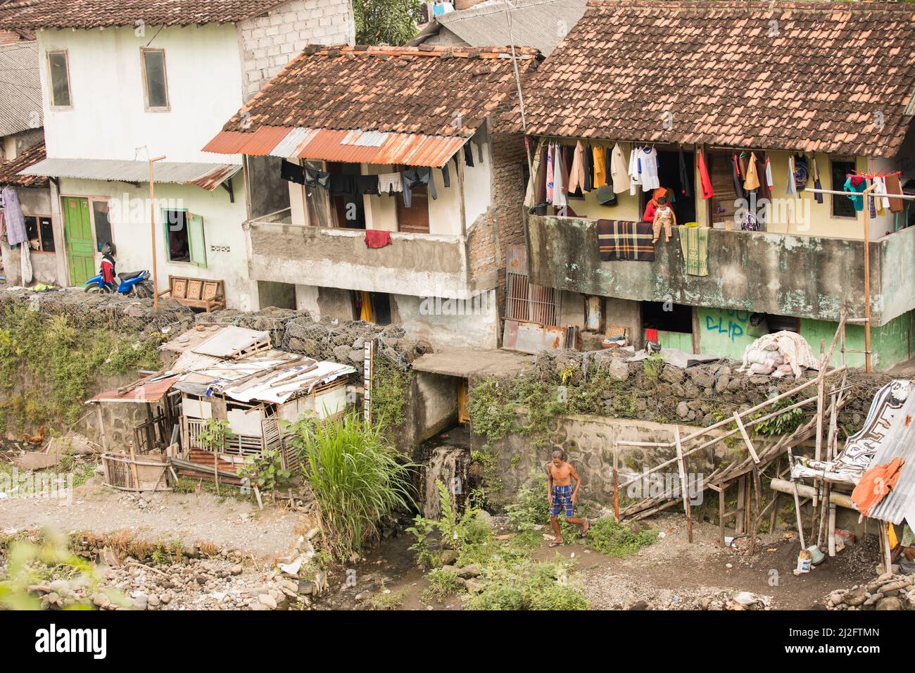 Crowded colorful slum dwellings in Yogyakarta (Jogjakarta), Indonesia’s ...